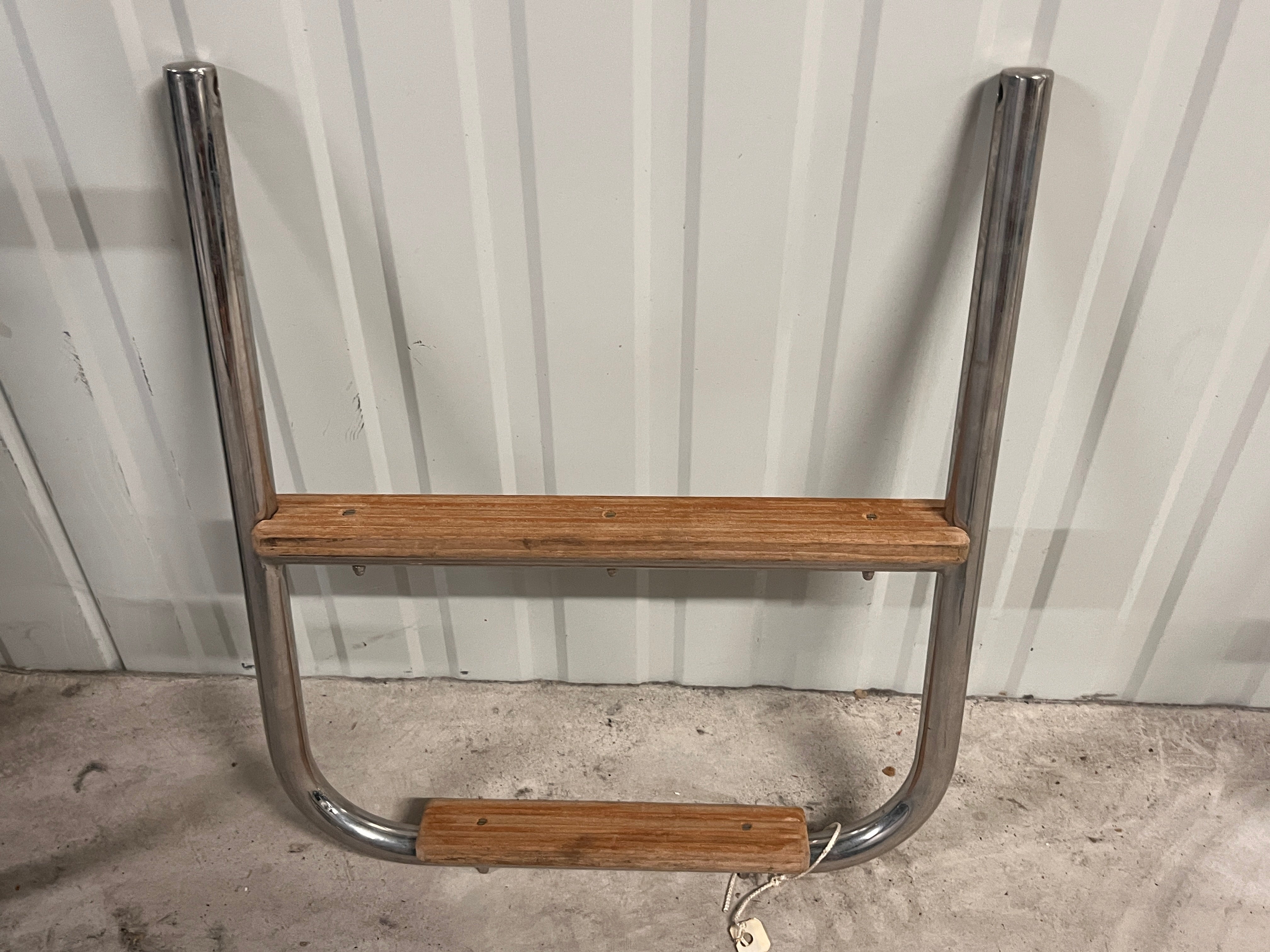Stainless steel swimming ladder with teak steps – K&V Products